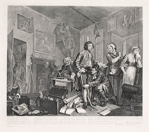 William Hogarth - A Rake's Progress Plate 1 Tom Rakewell's father has ...